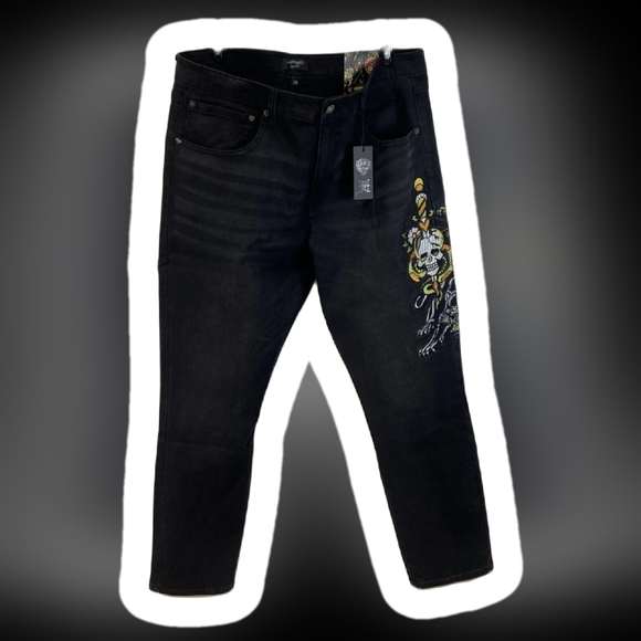 Ed Hardy | Jeans | New Ed Hardy Jeans Denim 5 Pocket Embroidered Skull ...